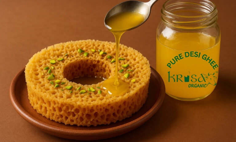 Ghewar Made with Pure Desi Ghee – Taste the Royal Difference - Krisa Farm